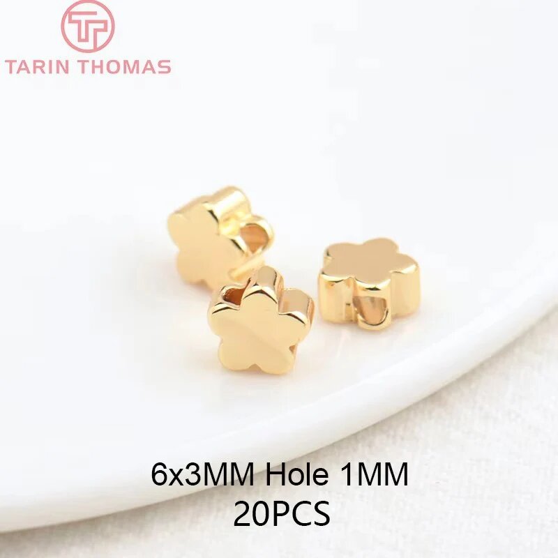 TARIN THOMAS Латунные квадратные бусины-разделители 24K 3372-24K Gold Color