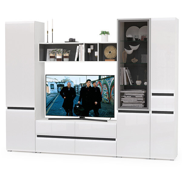 Сидней Комплектация № 25, цвет корпус: белый/чёрный/фасады: МДФ белый глянец