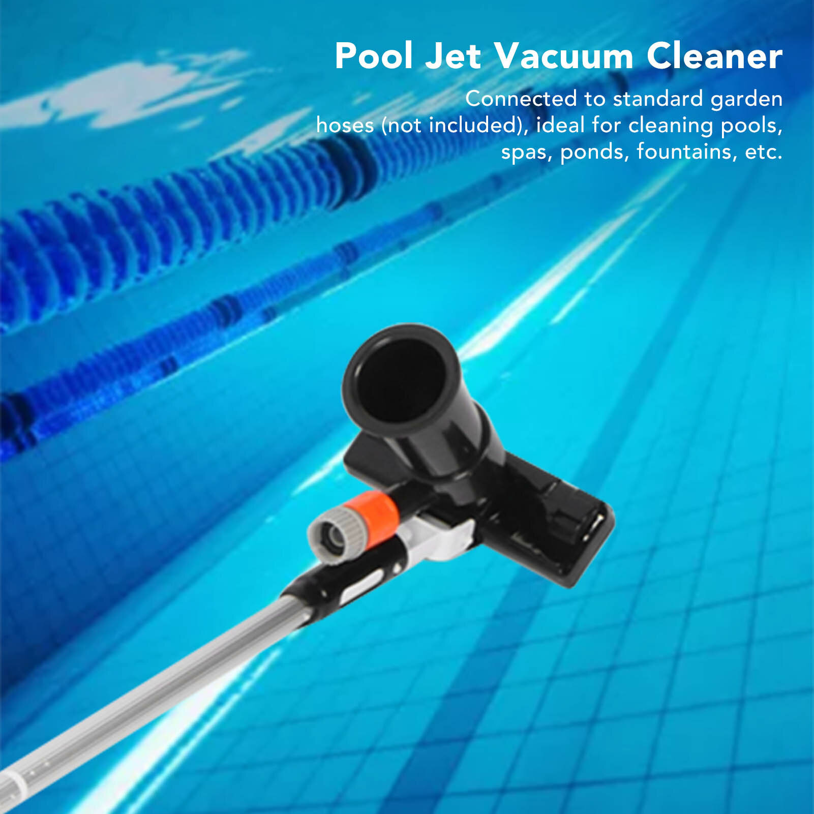 Пылесос для бассейна с 4-секционным полюсом, пластиковый черный подводный очиститель для фонтанов, надземных бассейнов, европейский стандарт