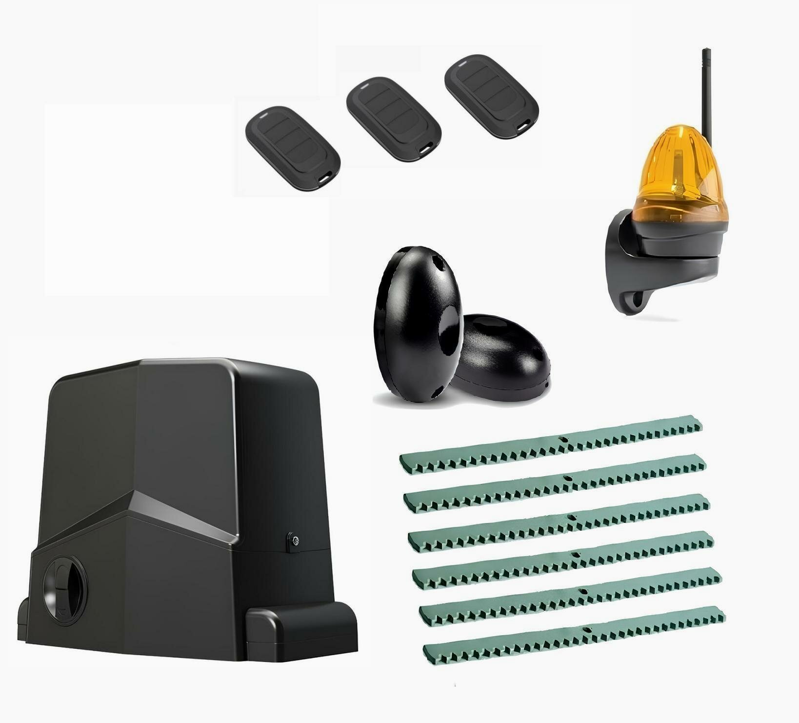 Автоматика для откатных ворот ARW-1000MKIT FULL6-K-Т3, комплект: привод, 3 пульта, лампа, фотоэлементы, 6 реек