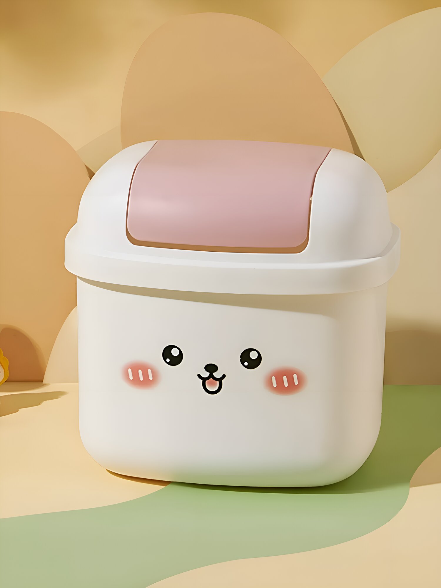 Мусорка настольная, ведро с крышкой, корзина для мусора "Bunny", white