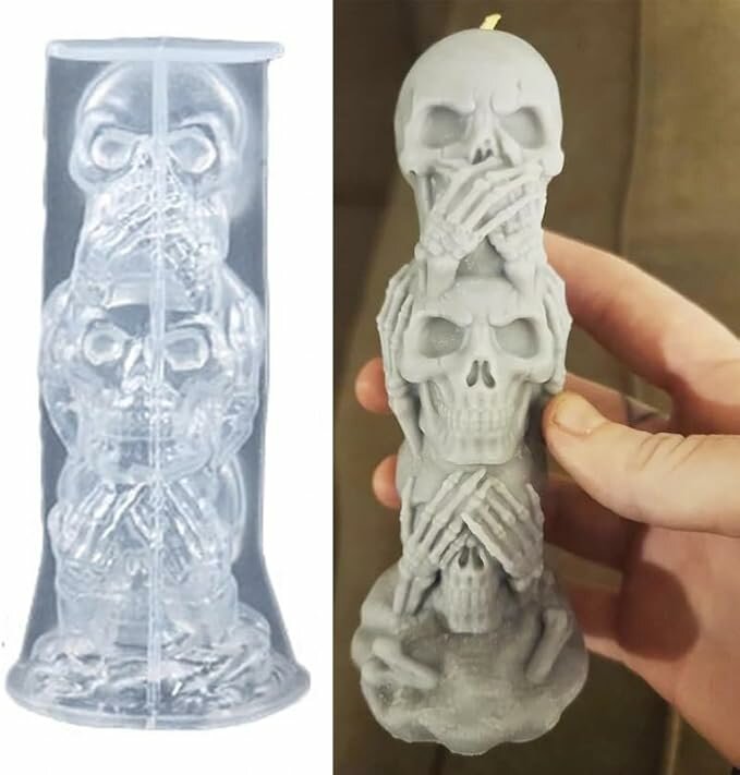 DIY 3D Skeleton Silicone Resin Molds, Large Animals Resin Crafts Molds, Epoxy Resin Molds DIY Resin Casting для Wall Hanging Door Paperweight, Christmas Gifts Home Art Décor, White, размер 14.8*6.8*6.1 cm, Silicone, упаковка включает A Skeleton resin,