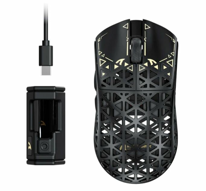 Беспроводная игровая мышь Attack Shark R5 Ultra, Carbon PAW3950, 8K, Bluetooth + 2.4Ghz USB, черный