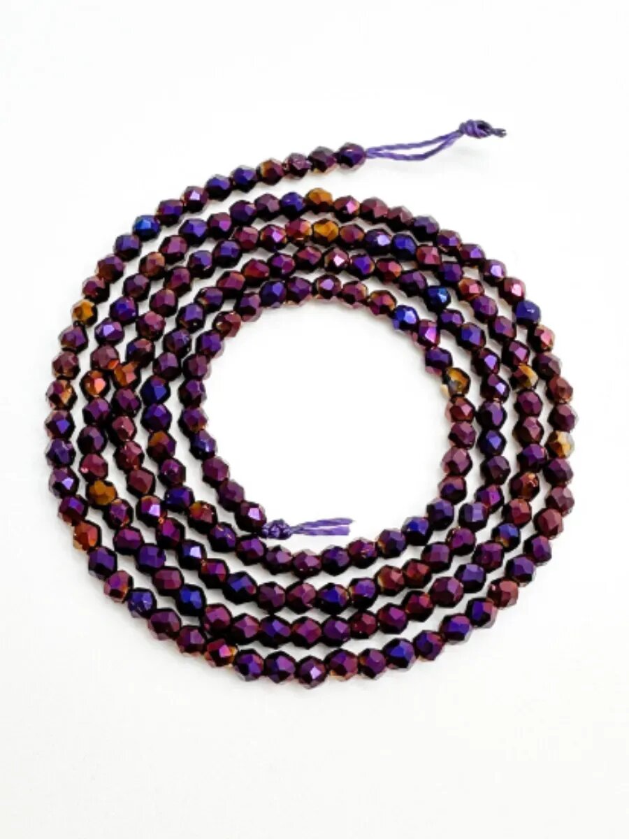 0863 Индиго баклажановый лучистый колчедан камушки 2мм 1нить