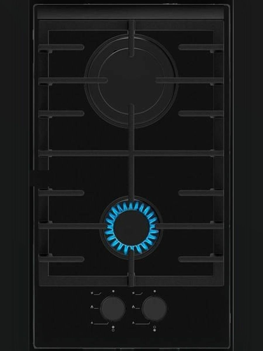 Варочная панель газовая Novex 30см, 2 конфорки, чугунные решетки, газ-контроль, автоподжиг, жиклеры для баллонного газа