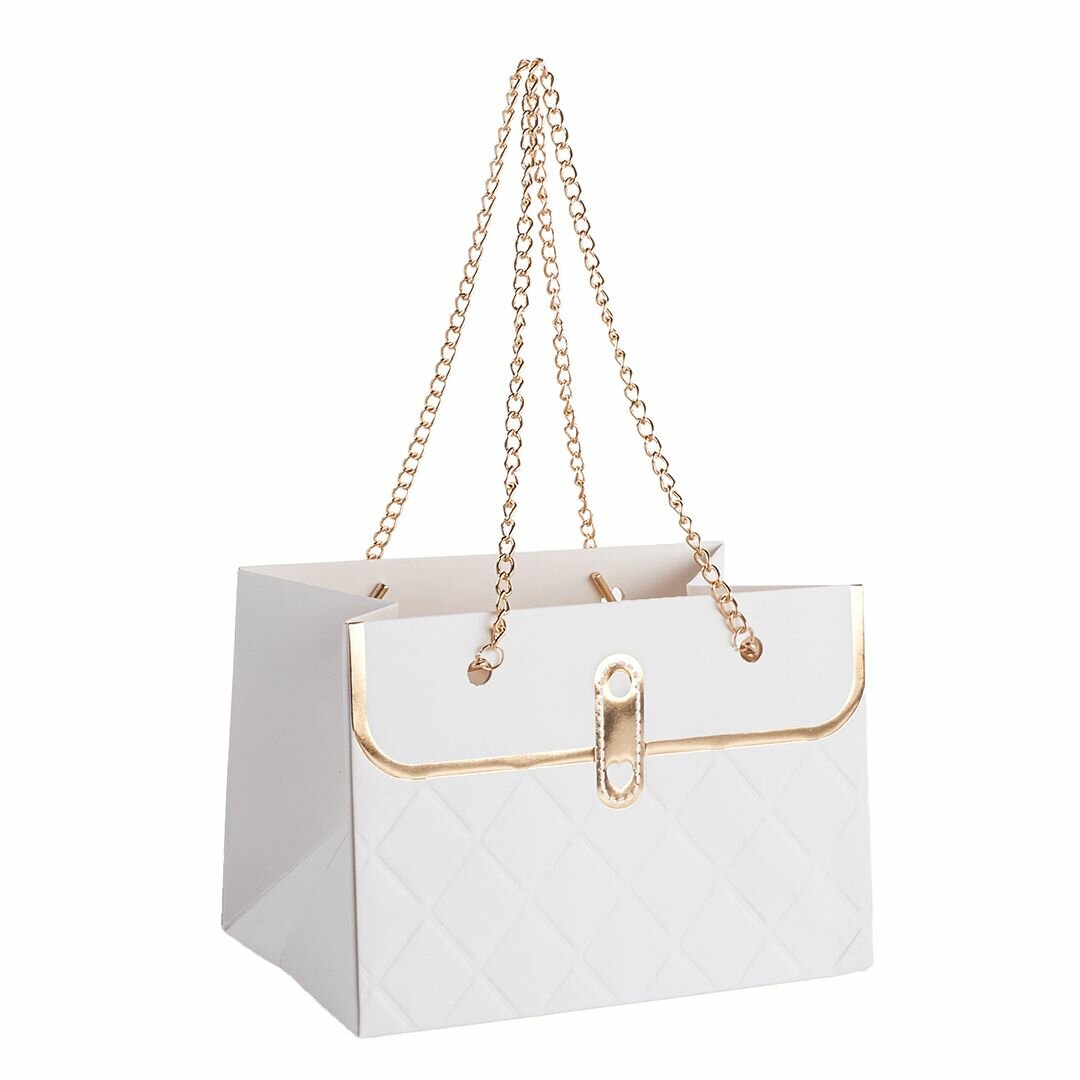 Пакет подарочный Дон Баллон для цветов, Дамская сумочка, белый, 18х15х12 см