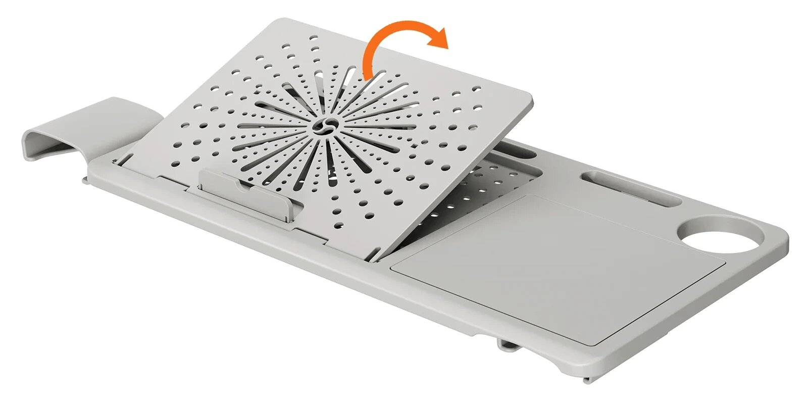 Съёмный ноутбучный столик для кресел FoxGear NETZ с подставкой для кружки, серый