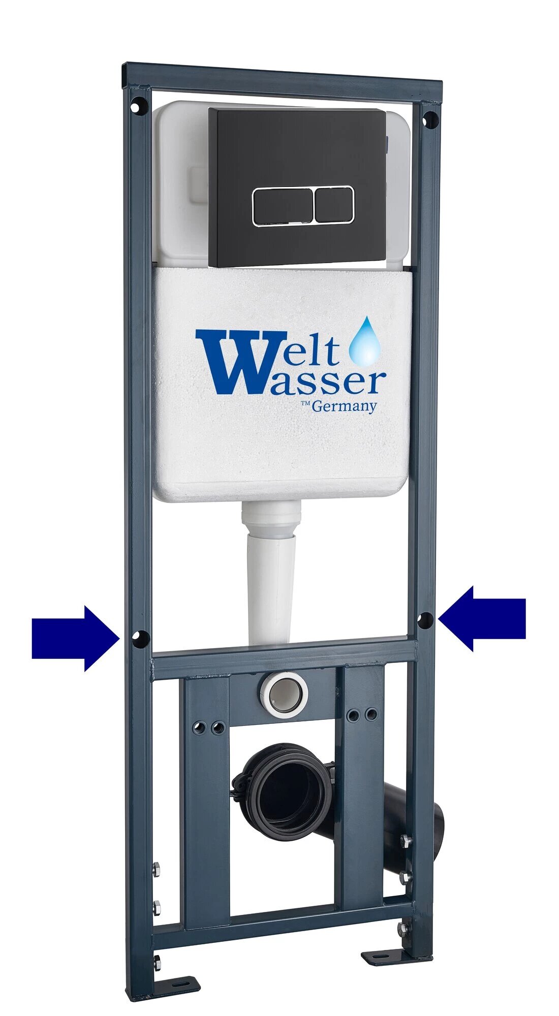 WW MARBERG 410 SE BL Инсталляция для унитаза. Квадратная черная кнопка.