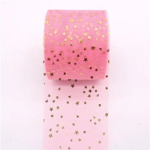 6 см, 25 ярдов, тюль со звездами, конфетти, блестящий тюль, топпер для выпечки торта, бант-пачка с помпоном, мягкий тюль, сделай сам, украшение для свадьбы, дня рождения