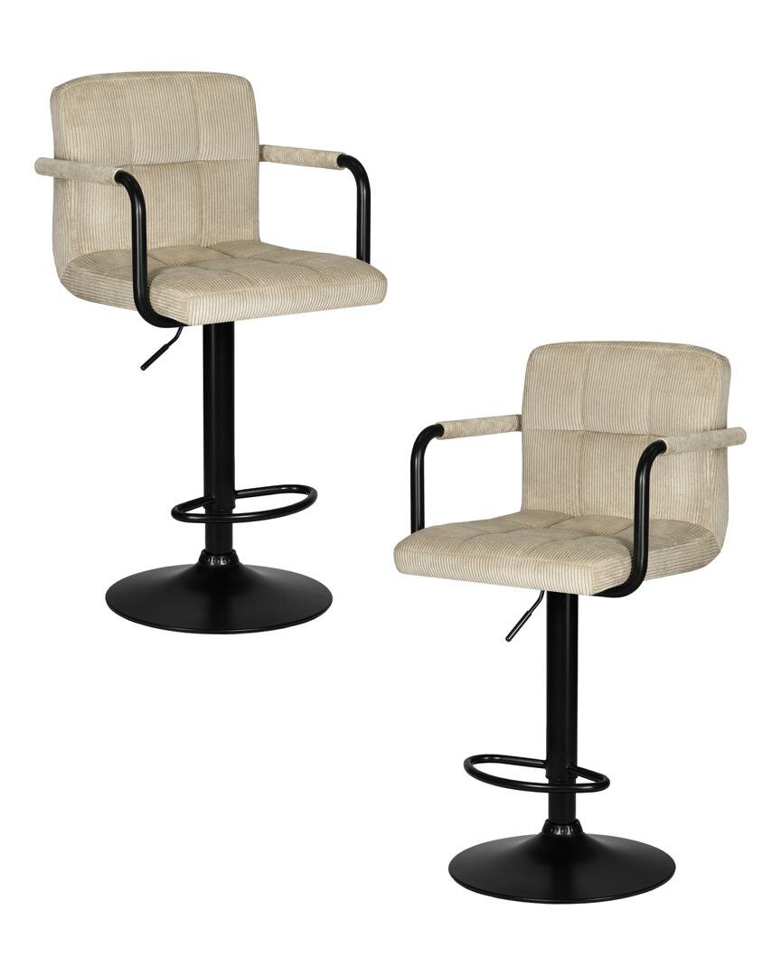 Стул барный DOBRIN Набор 2 шт Стул барный DOBRIN KRUGER ARM BLACK, бежевый вельвет (LAR-E2041-04) арт. LM-5011-N_B-M_VV-LAR-E2041-04