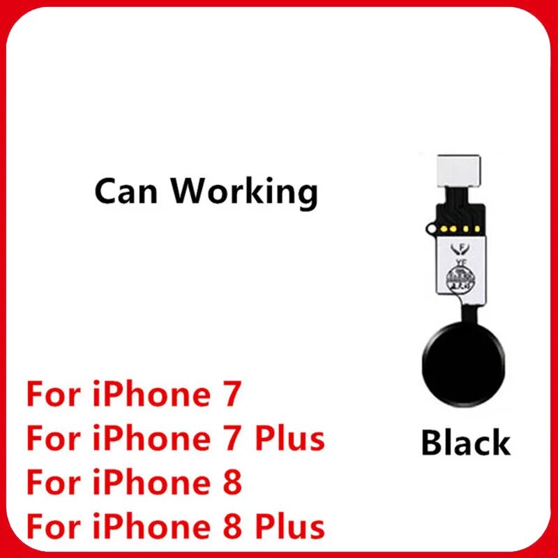 Гибкая кнопка «Домой» для iPhone 6 6s 7 8 Plus 5s SE 5C 5G Возвратная кнопка «Домой» в сборе с гибким кабелем Резиновая наклейка Ключ 7 7P 8 8P Black YF
