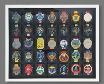 Деревянная рамка для медалей с прозрачным стеклом, для спортивных наград, черная/белая/дерево