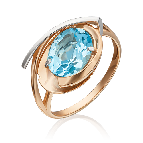 Кольцо, красное золото, 585 проба, топаз