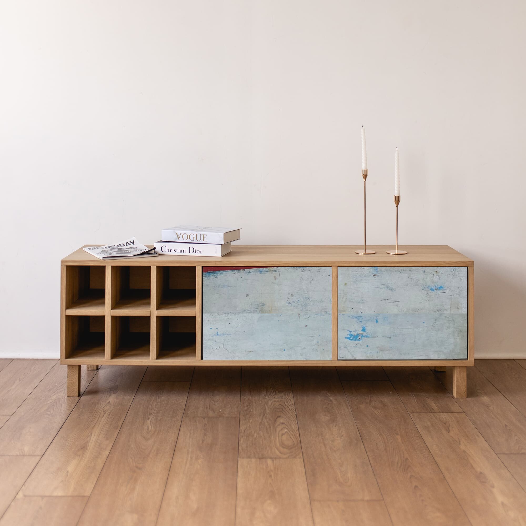 Тумба под телевизор напольная 150 см лофт из массива тика и дуба