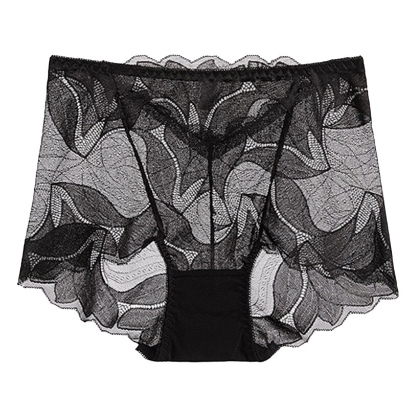 Однотонные Узкие Трусики Комфортные Прозрачные Мягкие для Женщин Девочек, Черный - M