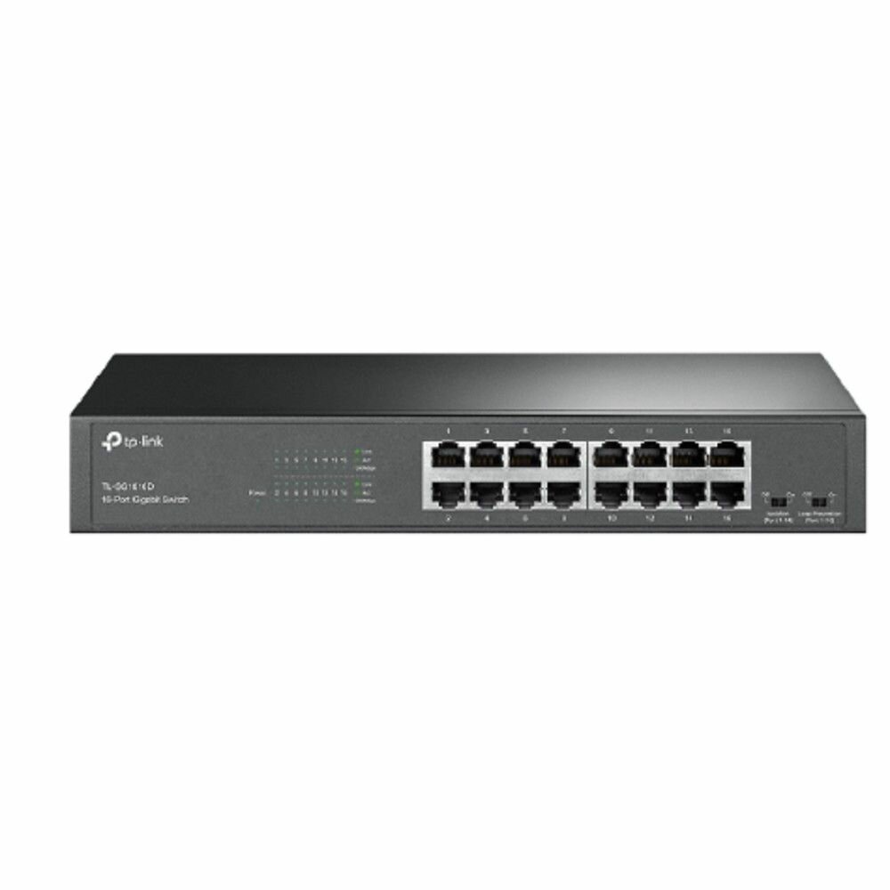 Коммутатор TP-Link TL-SG1016D гигабитный неуправляемый, 16xRJ45 1Гбит/с, с поддержкой автосогласования и авто-MDI/MDIX