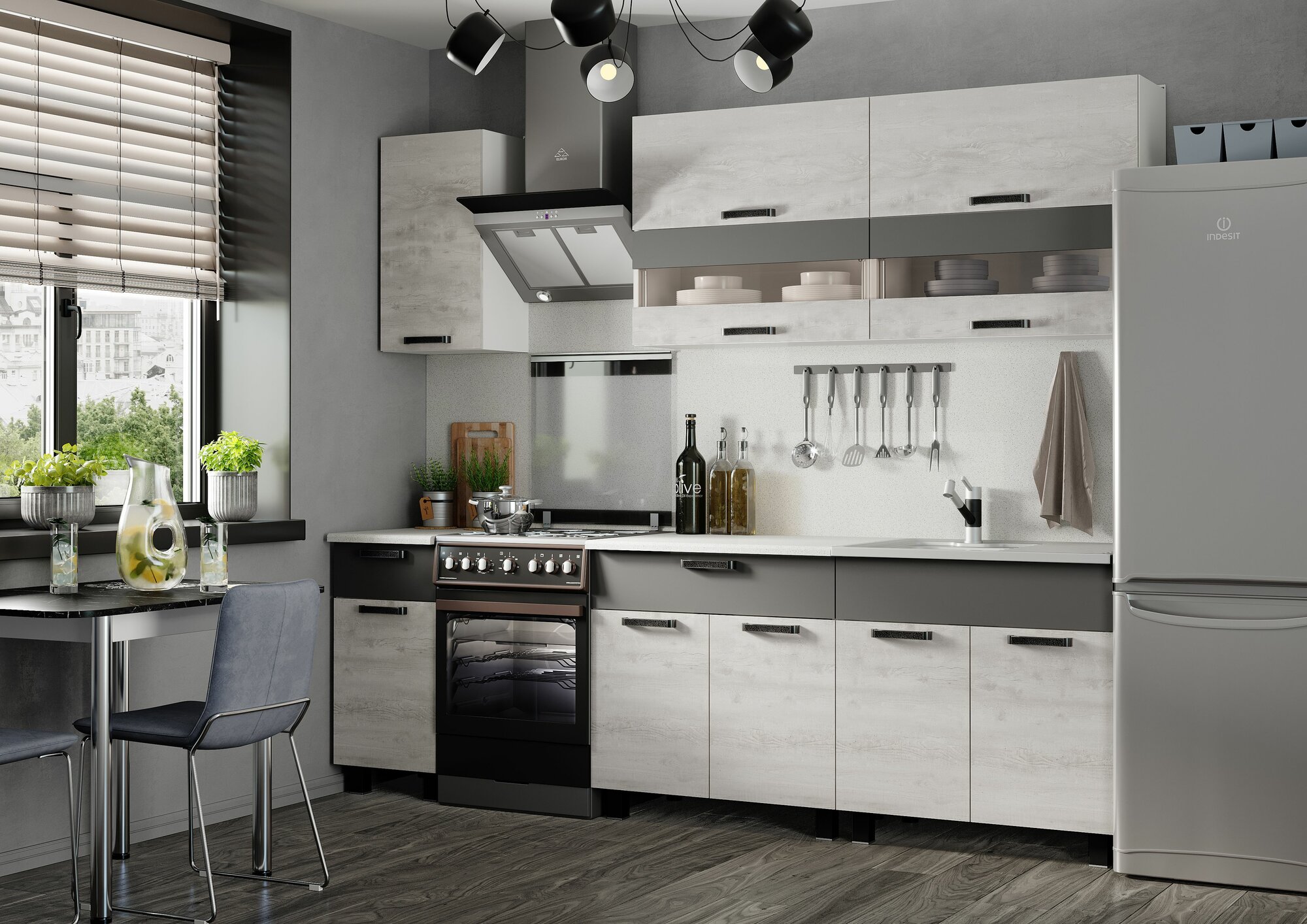 Кухня "Дакота" бетон пайн/графит (БТС)