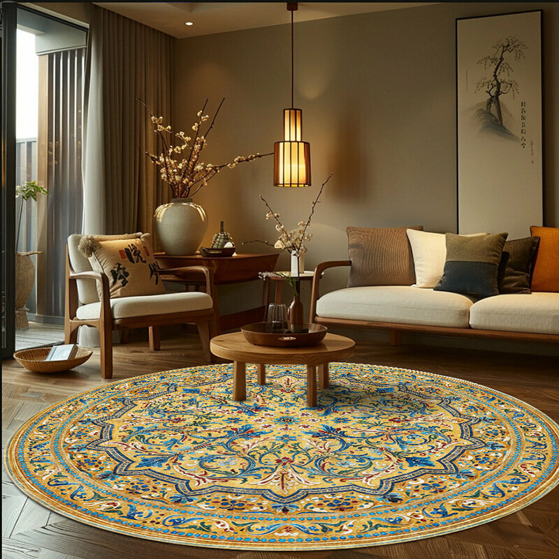 Нескользящий ковер с цветочным рисунком для спальни и гостиной, который можно стирать в машине, 120*120 см