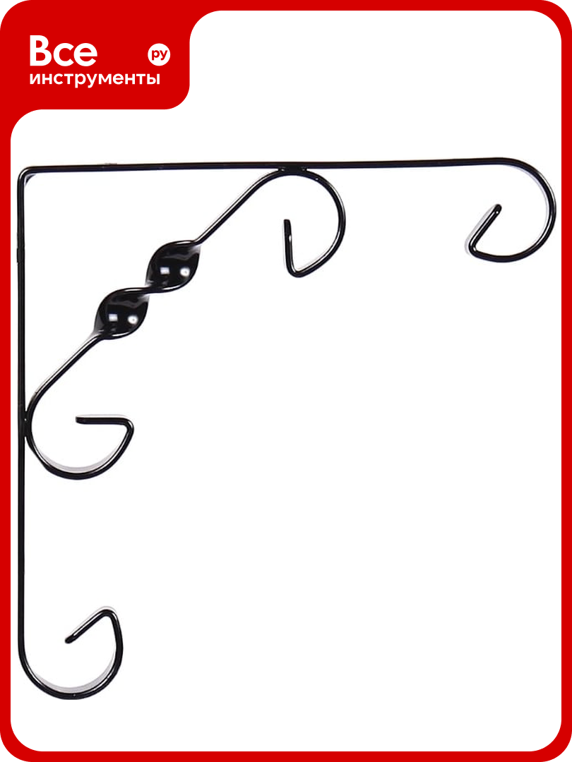 Кронштейны Larvij уголки для полки, "Орнаментал" 15х15 см, нагрузка до 18 кг, цвет черный, 2 шт. L7406BLх2