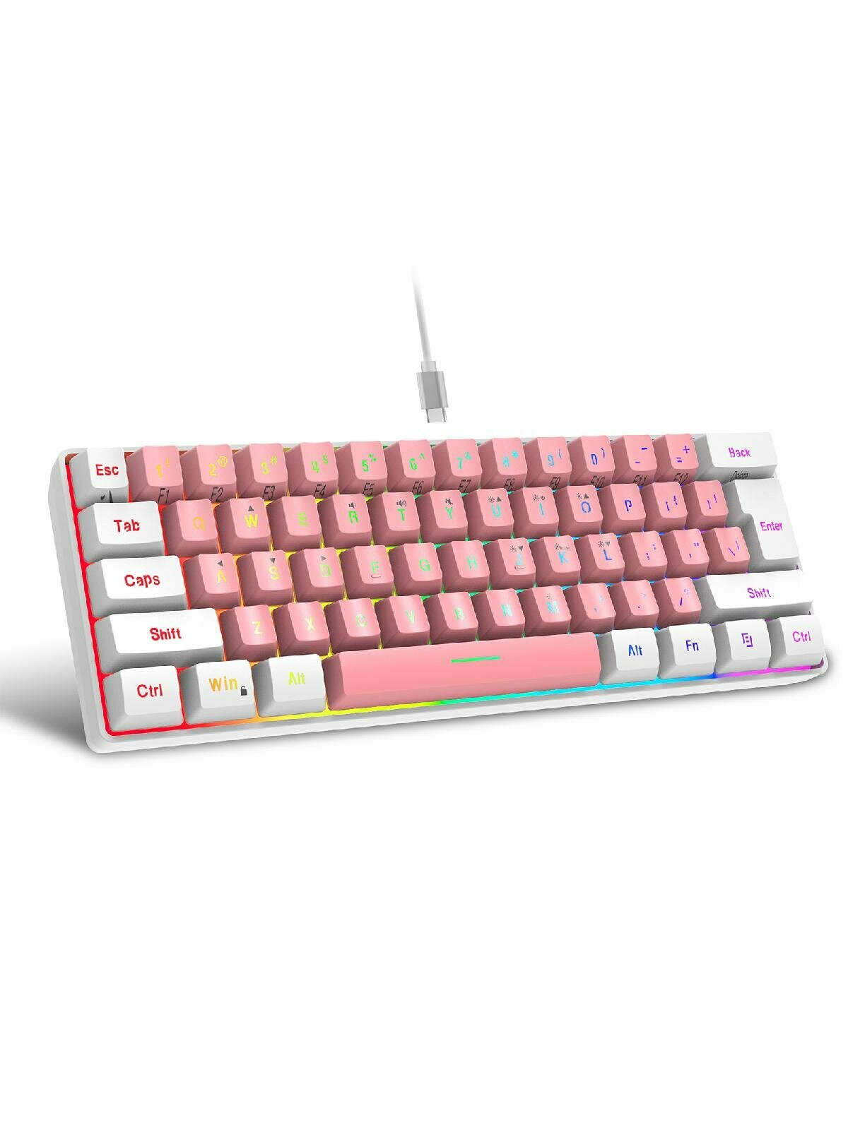 Wired Gaming Keyboard RGB Backlit Gaming Keyboard 61Keys Backlit Gaming Keyboard for Laptop Desktop Accessories