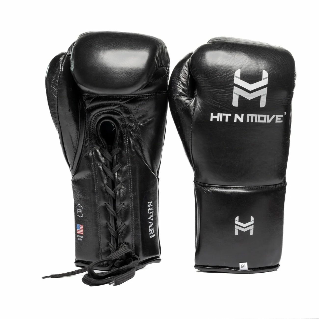 Перчатки боксерские HIT N MOVE Suvari Horse Hair Boxing Gloves (Lace up), 12 унций, черные