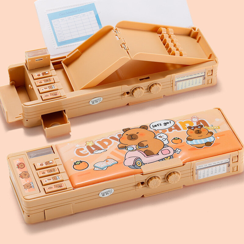 Канцелярский пенал Kapibala, с парольным замком, двусторонний, многофункциональный