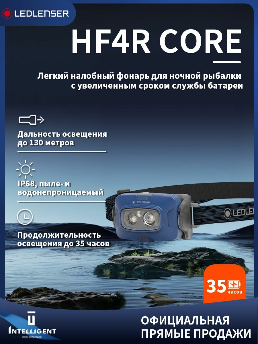 LED Lenser HF4R CORE Аккумуляторный водонепроницаемый налобный фонарь с ультрадлинным сроком службы батареи Ультралегкий