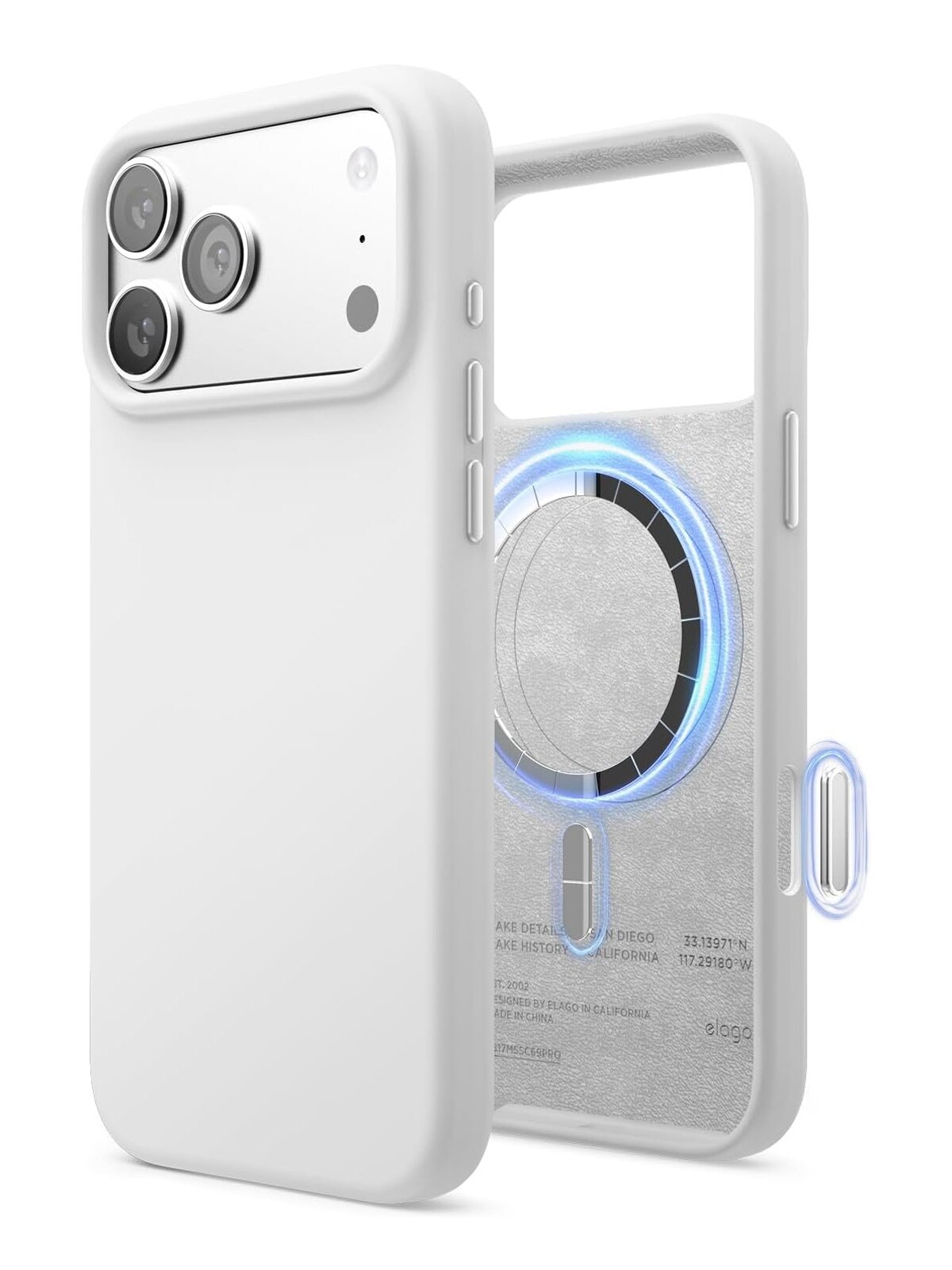 Elago силиконовый чехол для iPhone 17 Pro, Magnetic Silicone White (MagSafe)