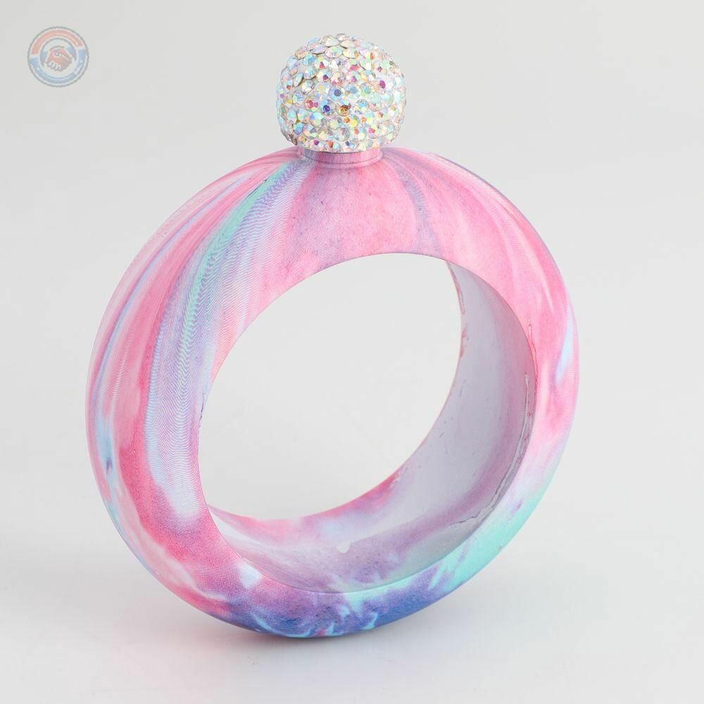 Браслет-фляжка из нержавеющей стали, розовый, компактная походная бутылочка для напитков, стильный аксессуар и подарок