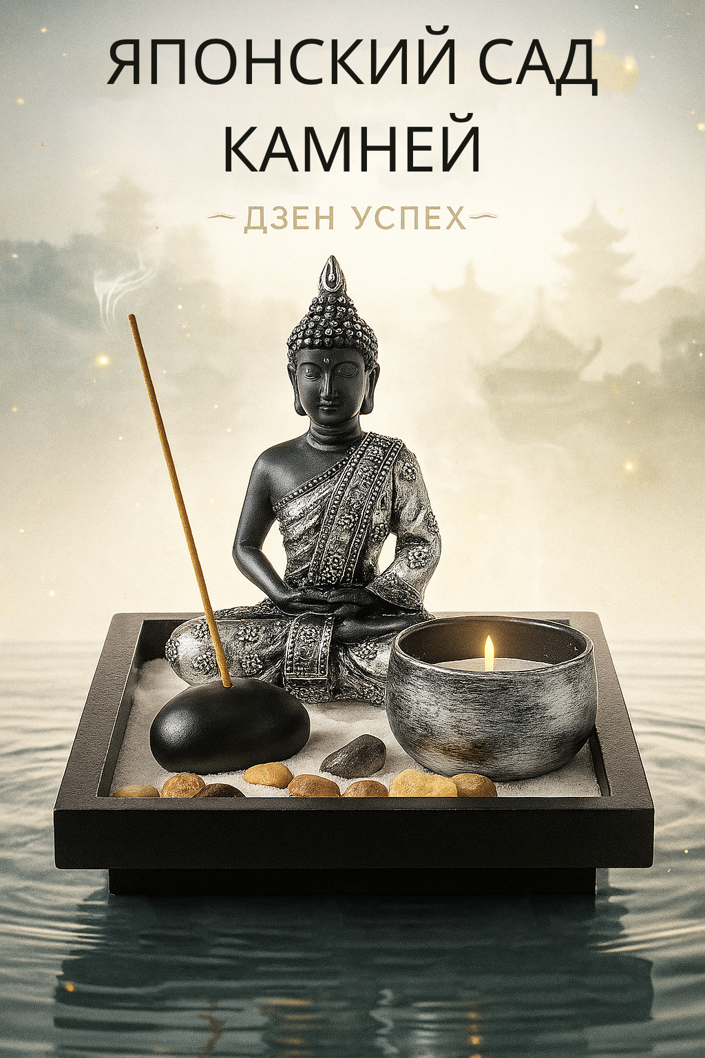 Японский сад камней, с подставкой для благовоний TAKE IT EASY "Дзен. Успех" размер 12.5×12.5×13 см