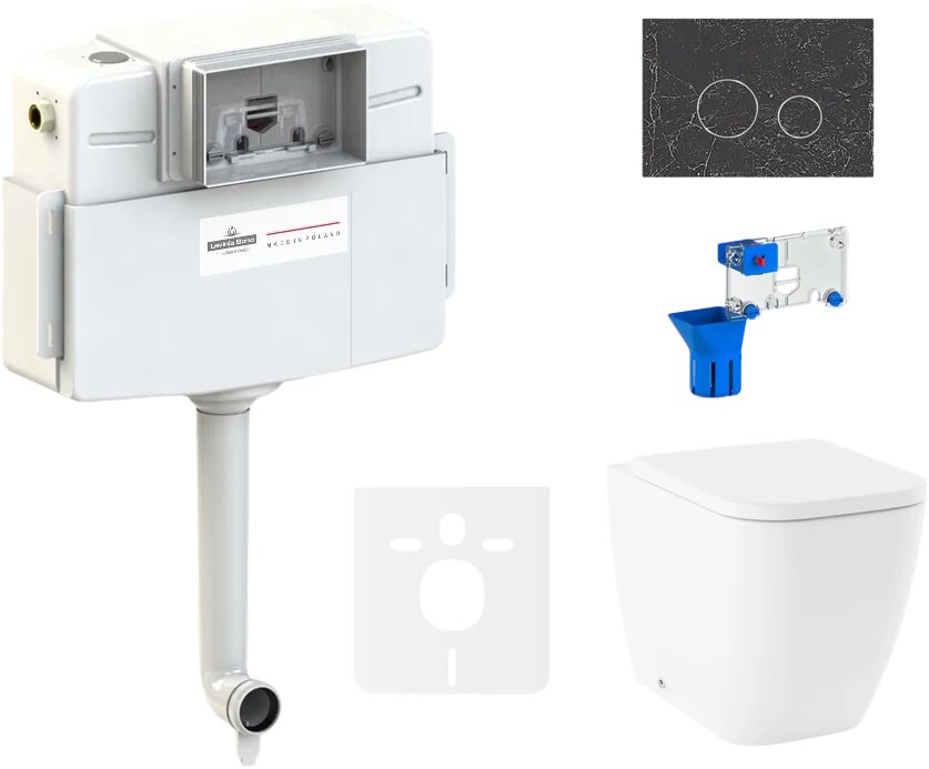 Комплект Lavinia Boho Унитаз приставной One 33024060 / Крышка-сиденье с микролифтом / Бачок скрытого монтажа RelFix 38020010, Кнопка, Дозатор