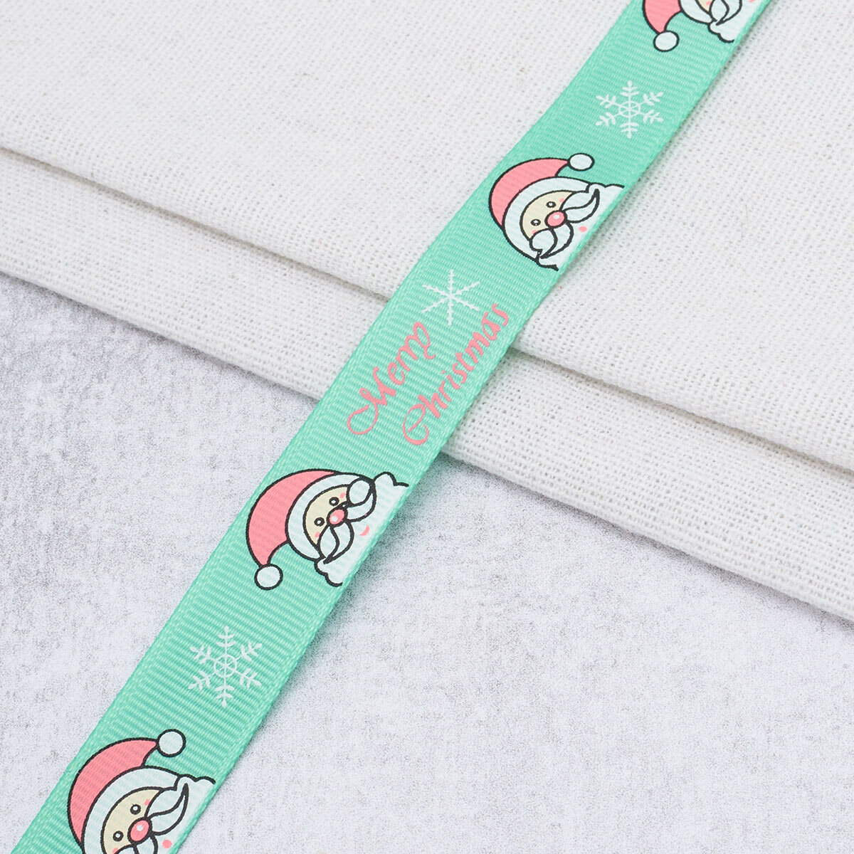 Лента декоративная для упаковки подарков, репсовая, с рисунком 'Счастливого рождества', 1 см х 45,72 м, цвет бирюзовый