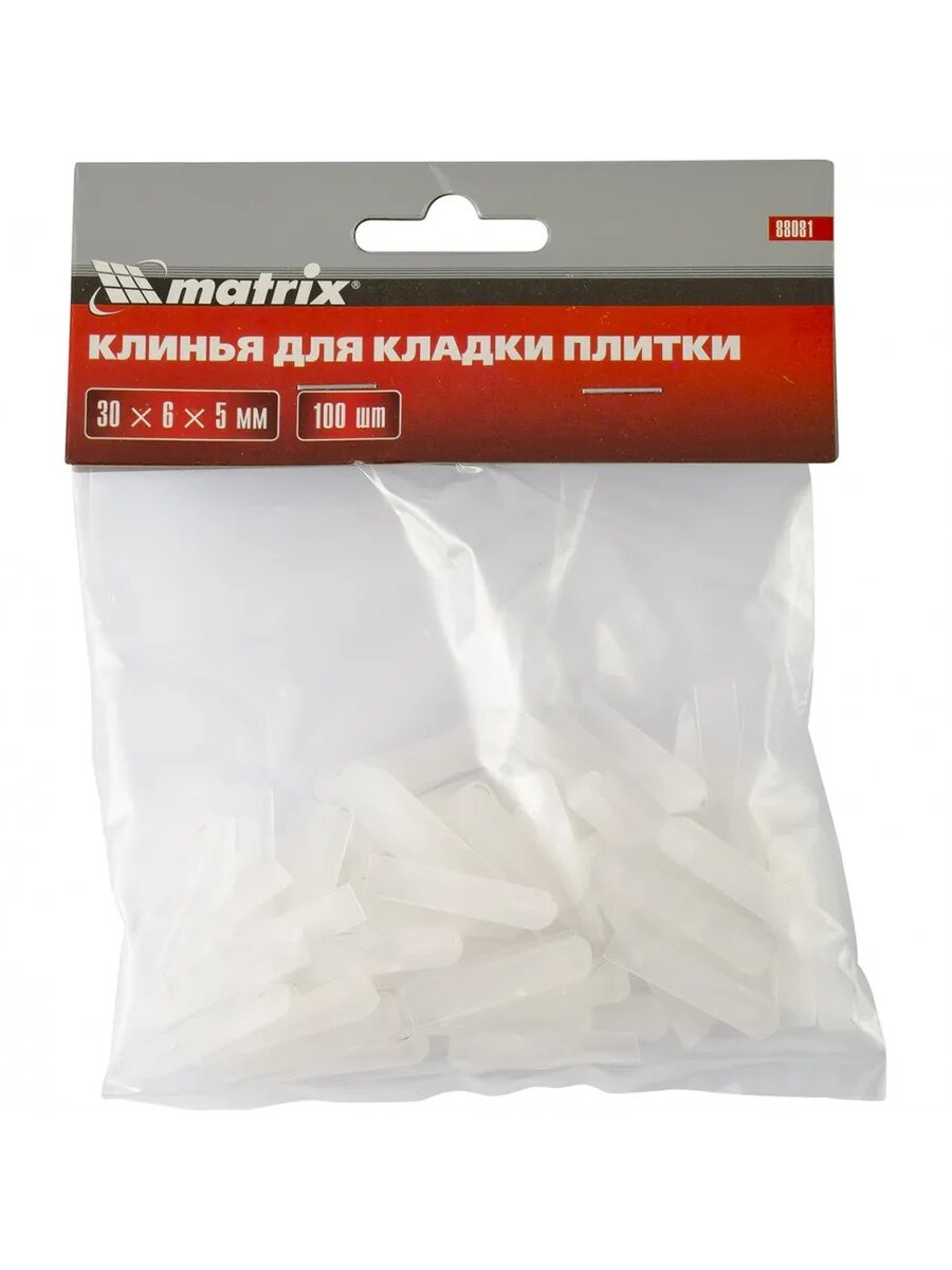 Клинья, 30 х 6 х 5мм, для кладки плитки, 100, MATRIX, 88081