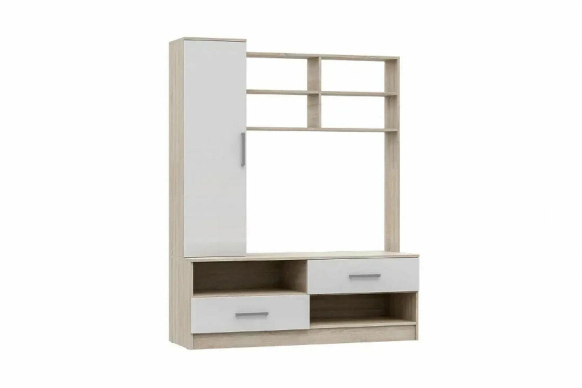 Гостиная Мартина центральная секция (Белый Глянец, Дуб Сонома)