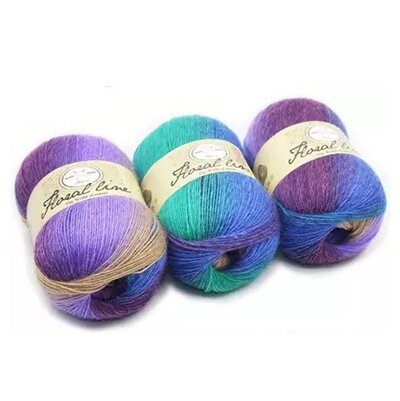 Пряжа Floral Line 205 (5 мотков по 100г/400м) лиловый-изумруд