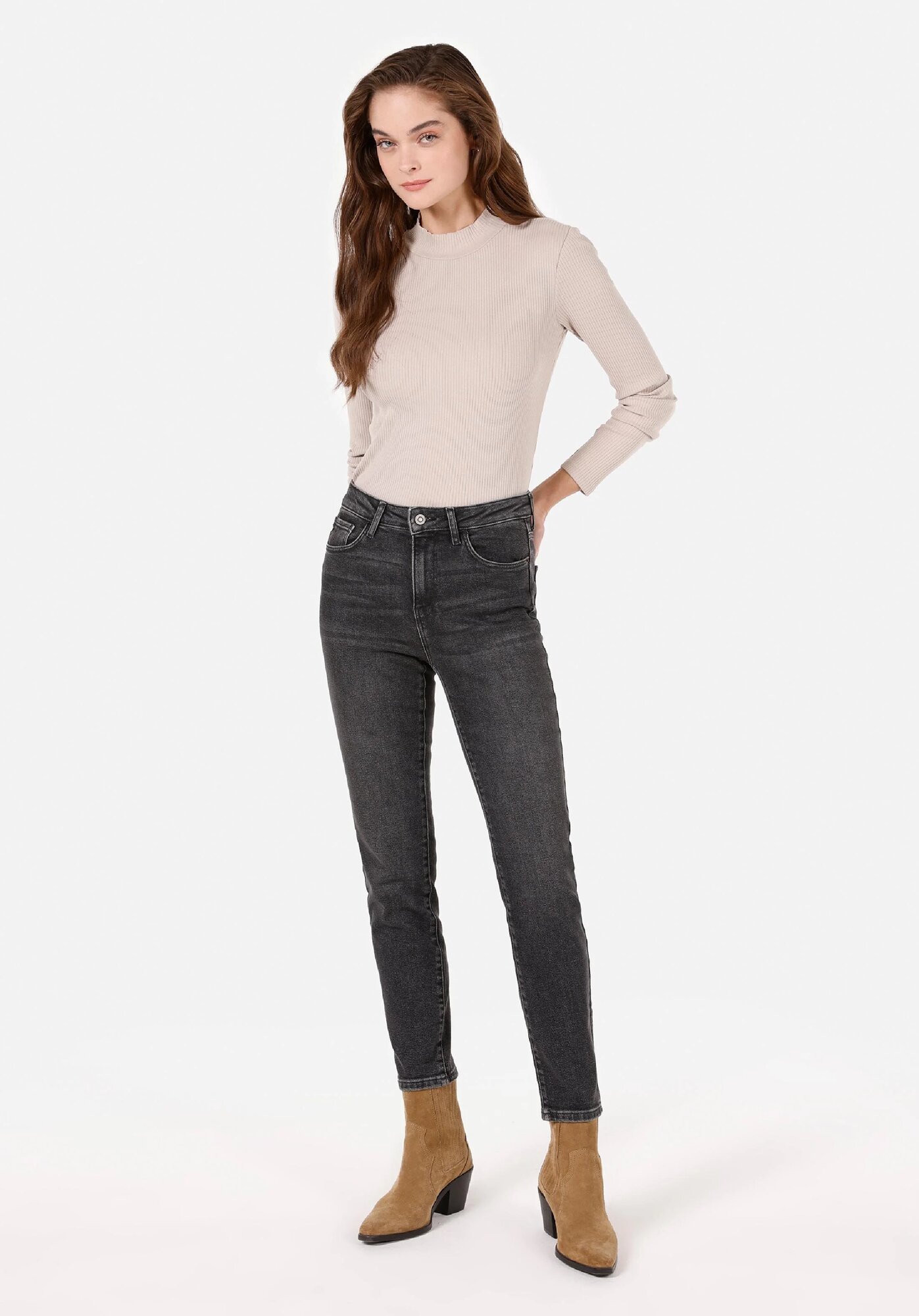 Джинсы зауженные COLIN'S 703 CARLA Slim Fit, размер 25-30, черный