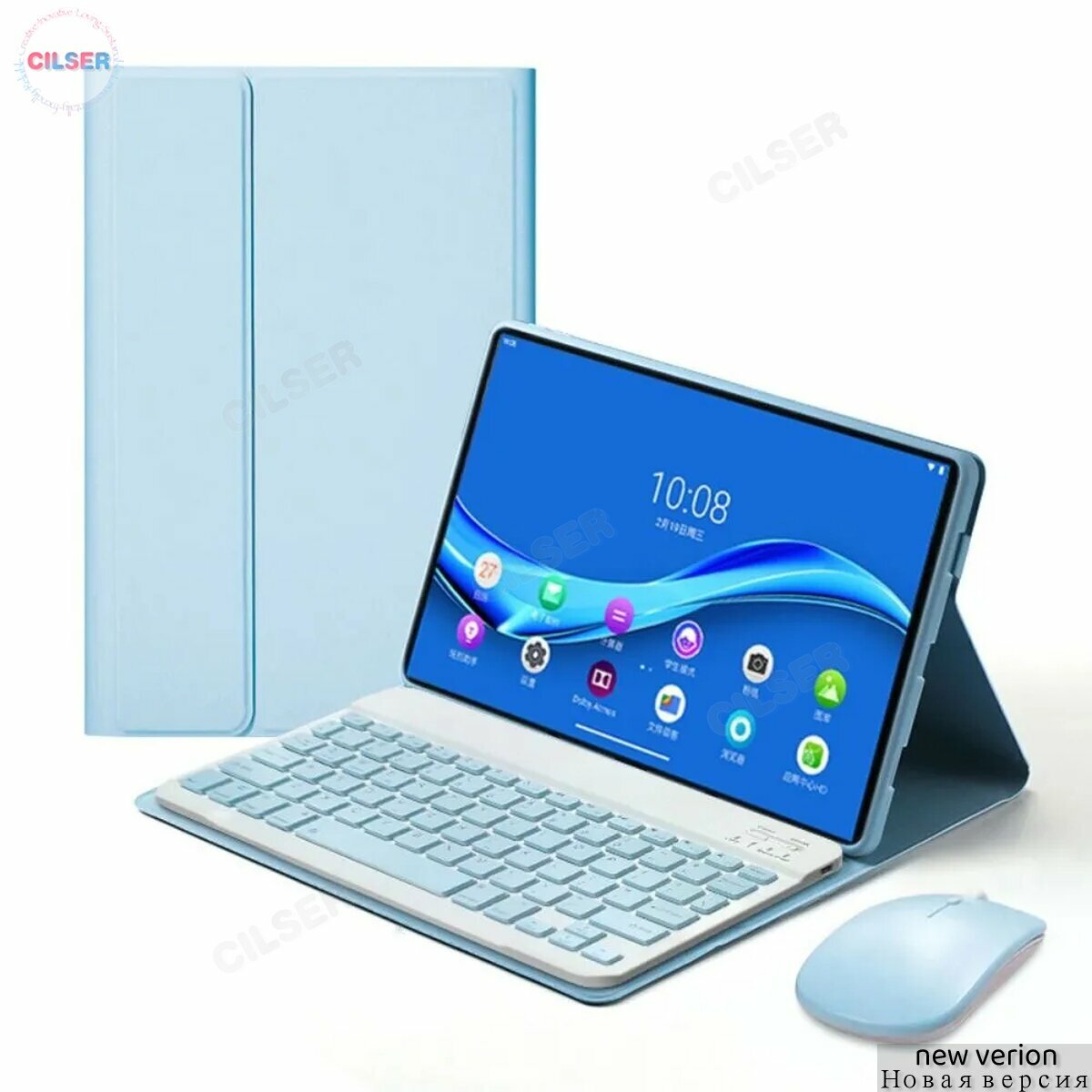 Подходит для Lenovo Tab M10 FHD Plus 10,3-дюймовый (TB-X606F/X606X) чехол для планшета + 10-дюймовая съемная русская квадратная клавиатура Bluetooth + беспроводная мышь