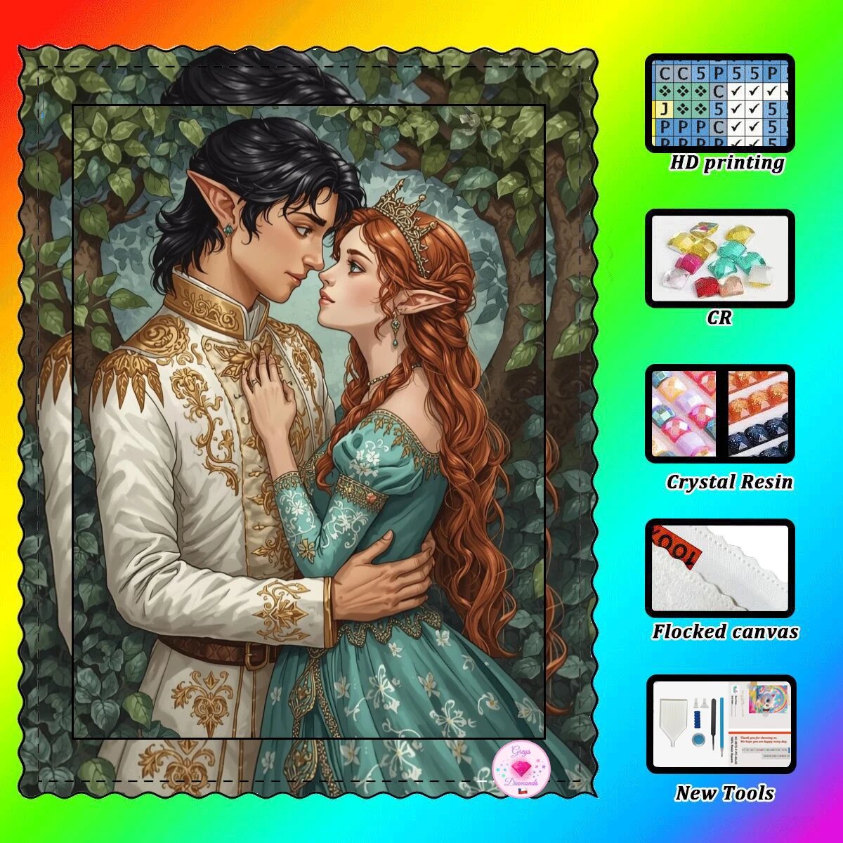 【Gheys_ Diamond Art】Lovers Crystal AB Rhinestone Fairy Dust Rhinestone Perfect Resin Diamond