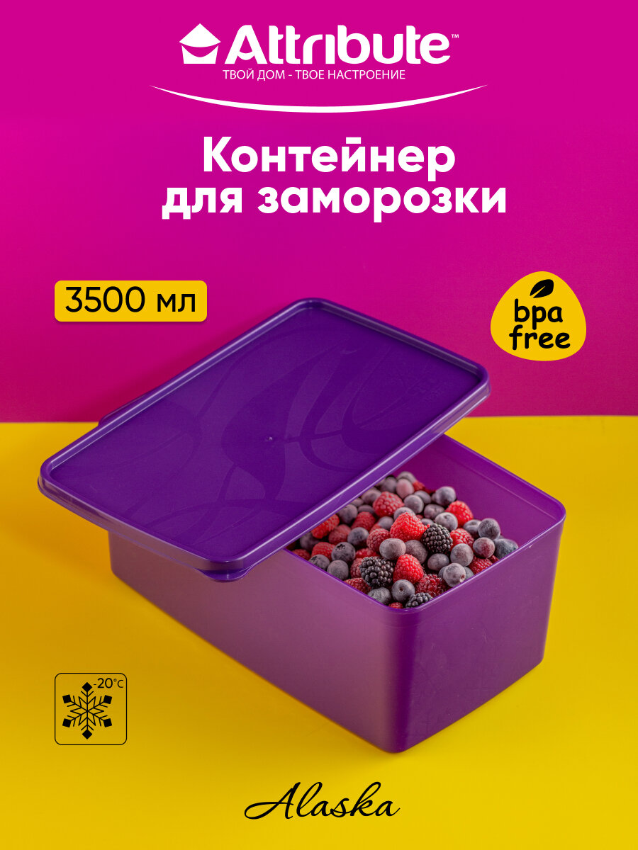 Контейнер для заморозки, 3.5л, ALASKA, пластик, цвет фиолетовый 2 шт