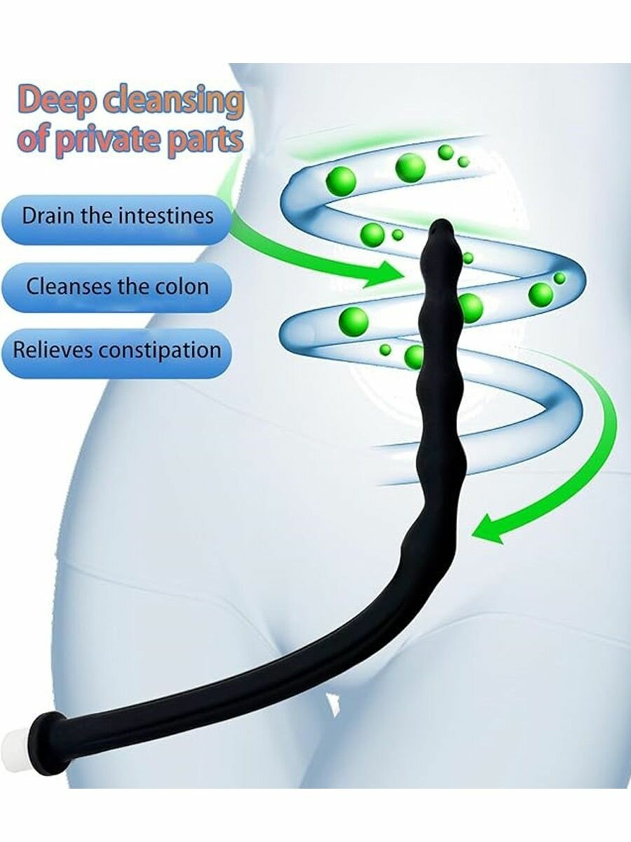 Силиконовая гибкая насадка для анального душа "SILICON BLACK ANAL DOUCHE" 41см