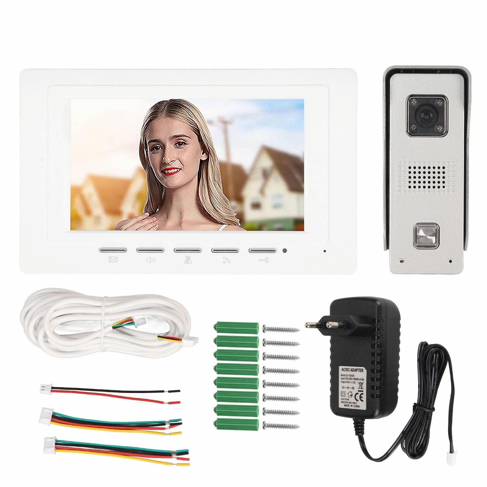 Дверной звонок, домофон, 7-дюймовый TFT-экран, защита от дождя, ночного видения для домашней квартиры, 100 240 В, вилка европейского стандарта