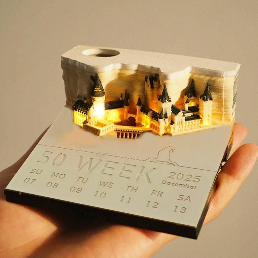 Освещенный волшебный замок Хогвартс на 2025 год, ручной 3D-календарь/изысканный праздничный подарок