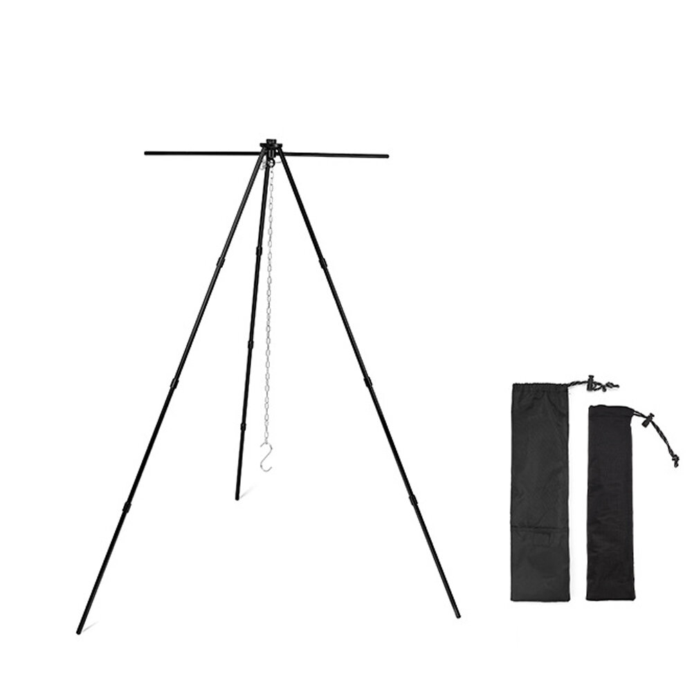 Набор портативного алюминиевого подставки для кастрюль на треугольном основании для открытом воздухе, кемпинга и пикника, регулируемая стойка для кастрюль, размеры S, L, цвета черный, серебристый, материал алюминиевый сплав