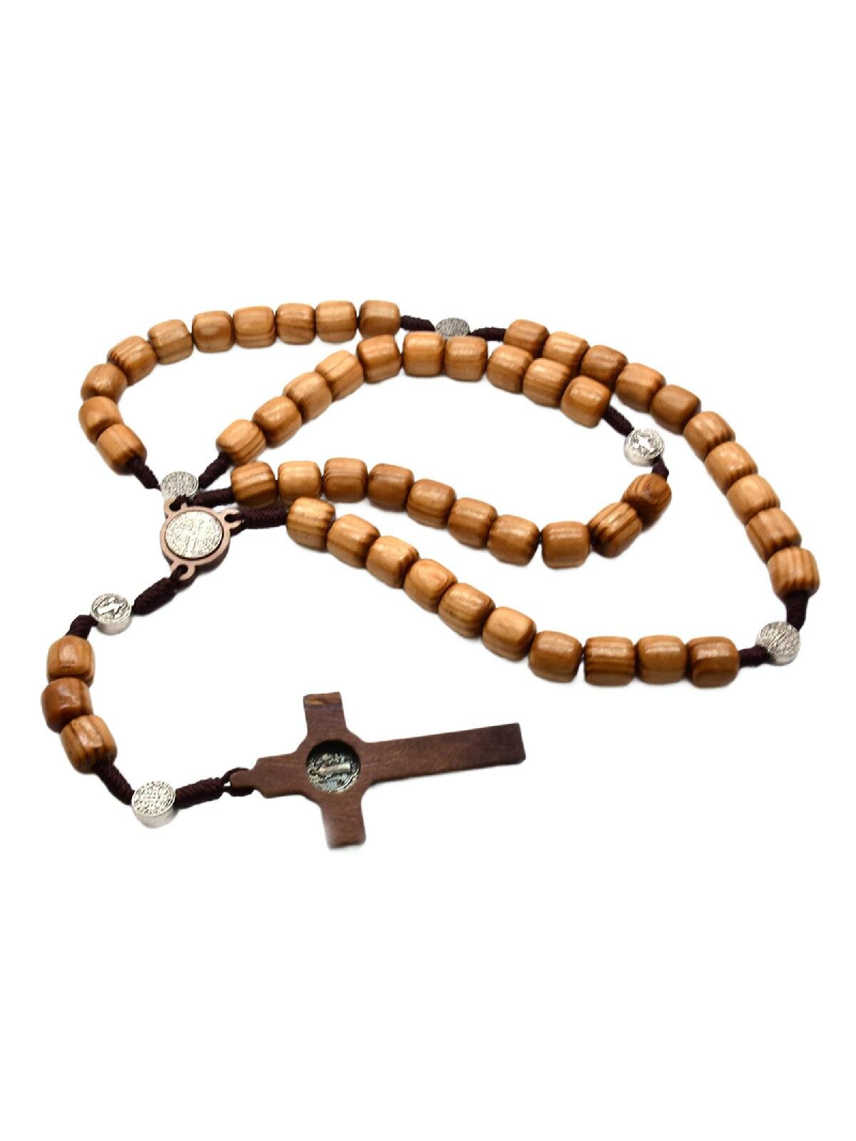 Элегантные четки из натурального дерева с крестиками для молитвы и осознанности