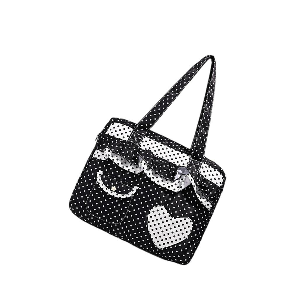 Универсальная холщовая сумка для поездок на работу в стиле ретро в горошек love, контрастная сумка-тоут большой емкости