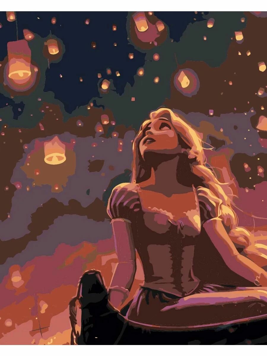 Картина по номерам Рапунцель на деревянном подрамнике 40х50 см, кисти, краски, лак