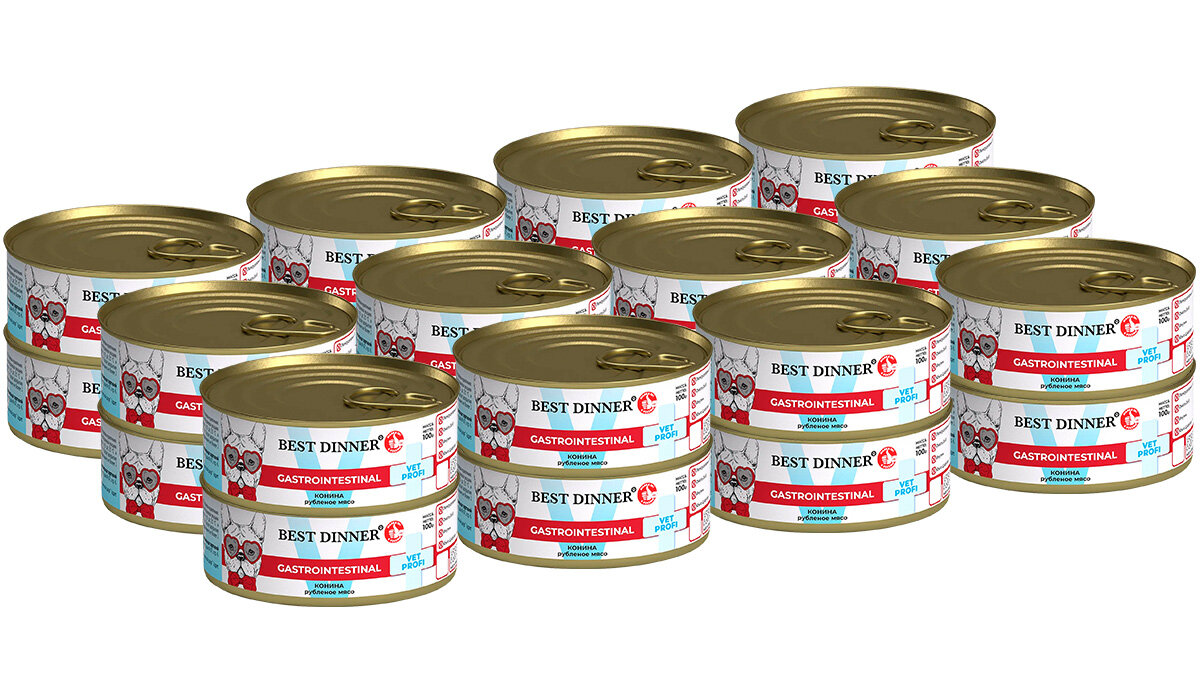 BEST DINNER EXCLUSIVE VET PROFI GASTRO INTESTINAL для собак и щенков с чувствительным пищеварением с кониной (100 гр х 24 шт)