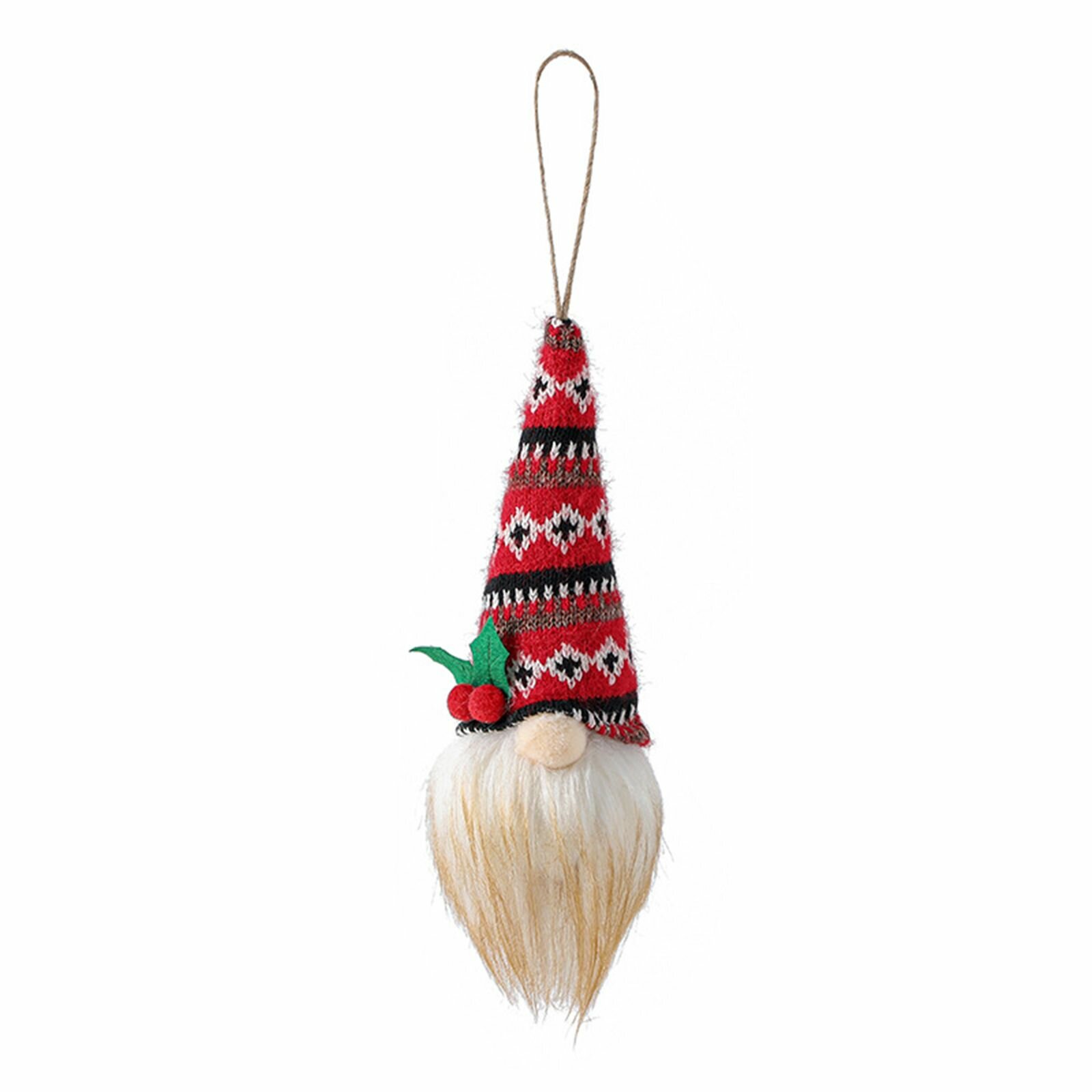 Светящаяся вязаная кукла-гном в красно-черную клетку, 27 см