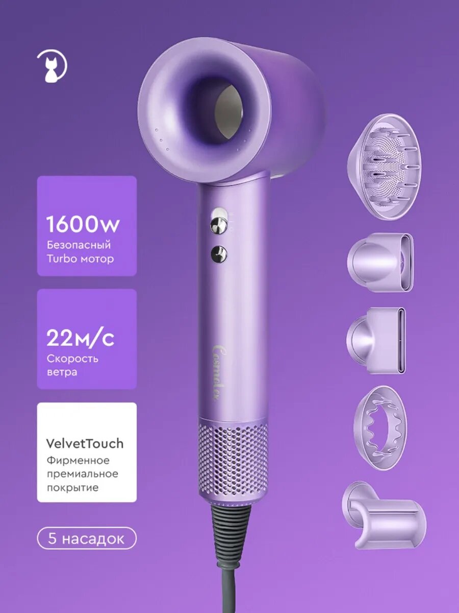 Фен для волос настенный, с сумкой для хранения, Global, подставка,800,60,1.5,40, ионизация, true, включения,5,15,6, Cleanse & Nourish, true,1600, концентратор, диффузор, дисплей, защита от перегрева, фен