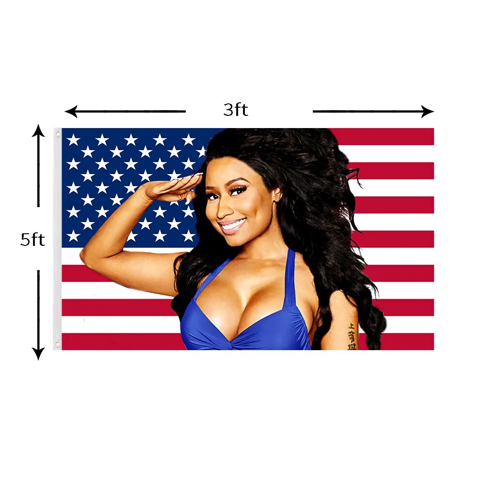 Флаг Nicki Minaj 120x180 см, сине-белый